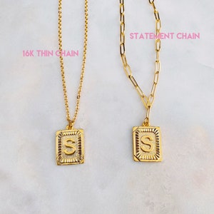 Gold Square Coin Letter Necklace - Etsy