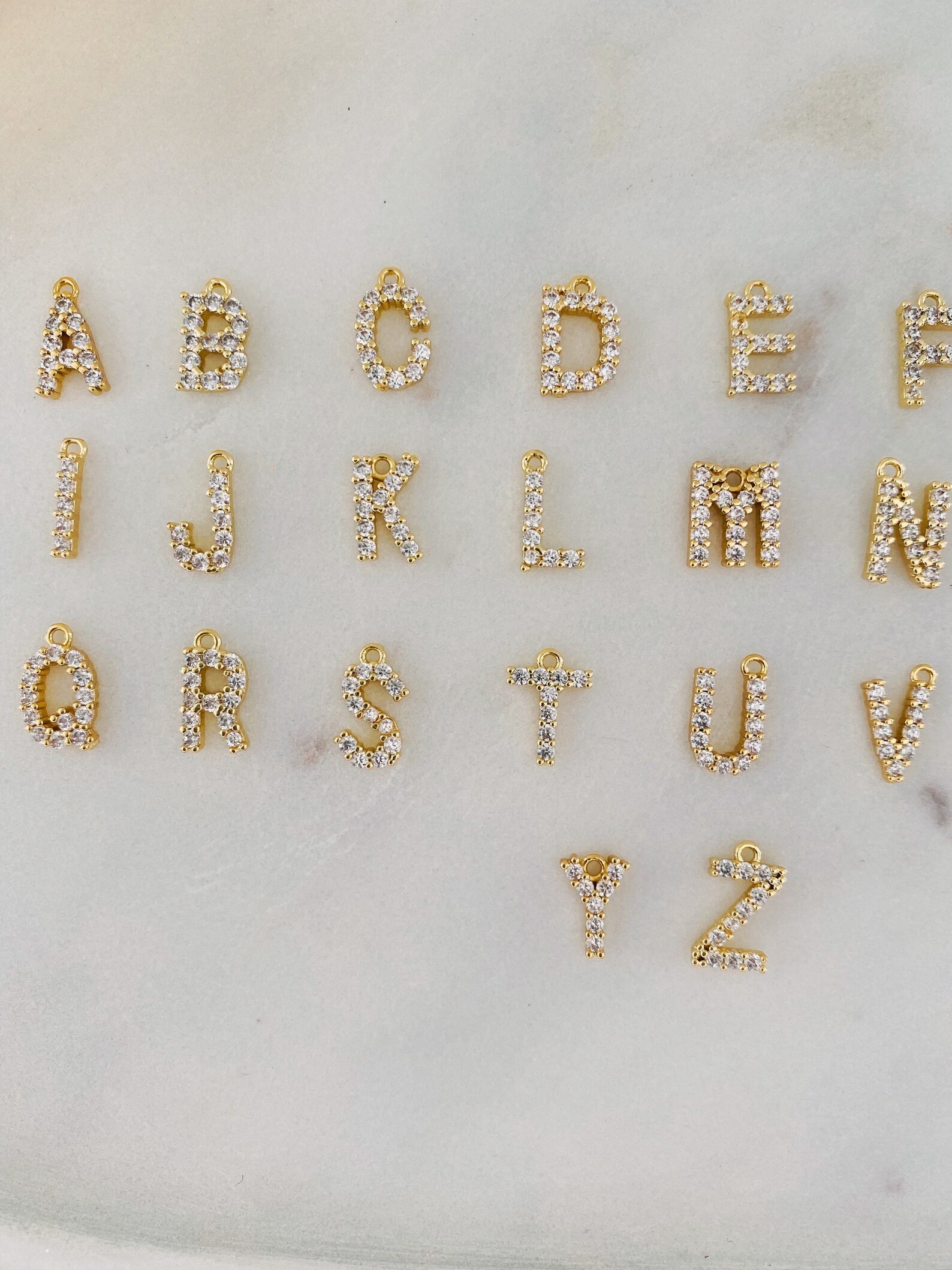 Gold Diamond Letter Necklace - Etsy