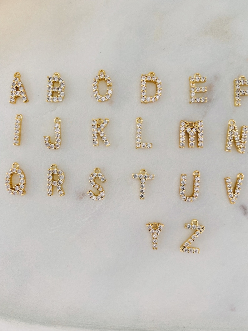 Gold Diamond Letter Necklace - Etsy