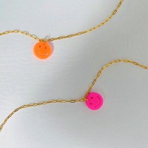 Neon Smiley Face Chain Necklace - Etsy
