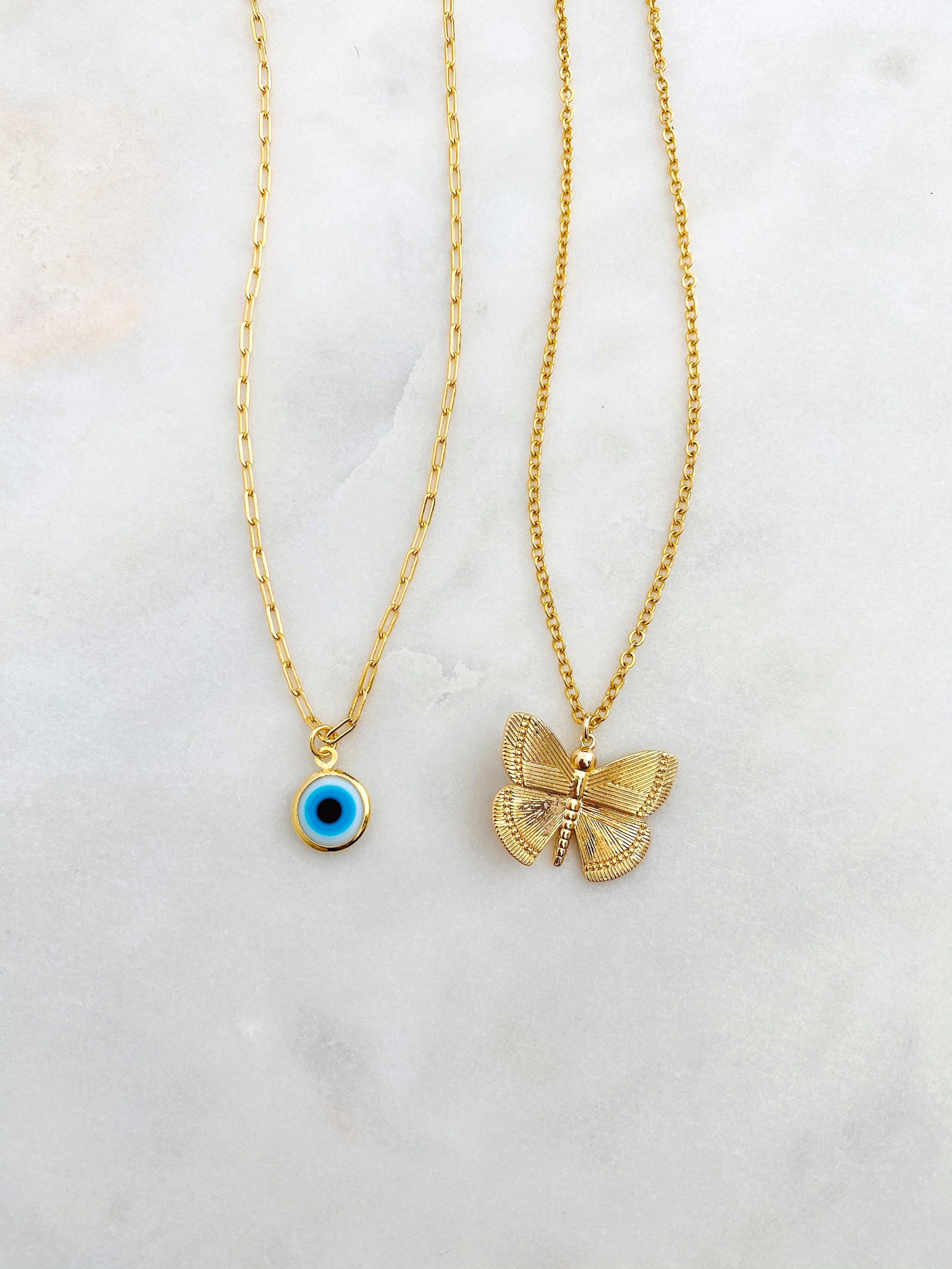 Gold wrapped Evil Eye Coin Necklace