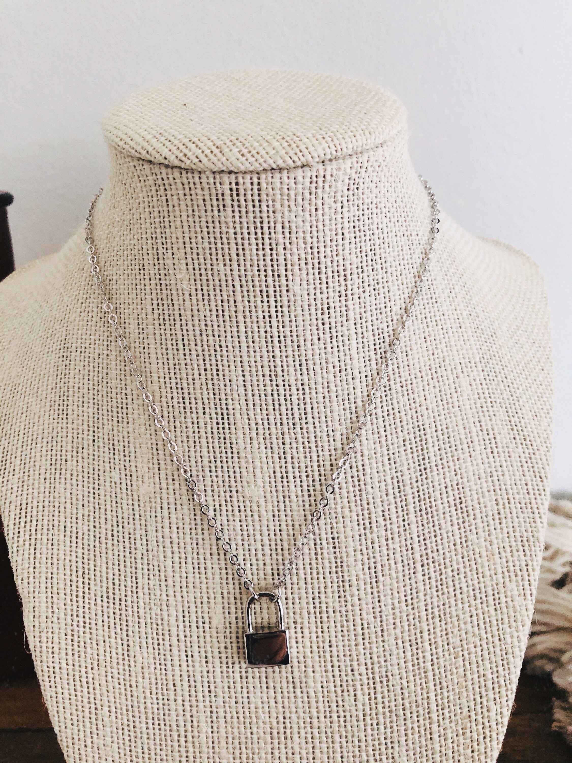 Golden or Silver Lock Chain Choker Necklace