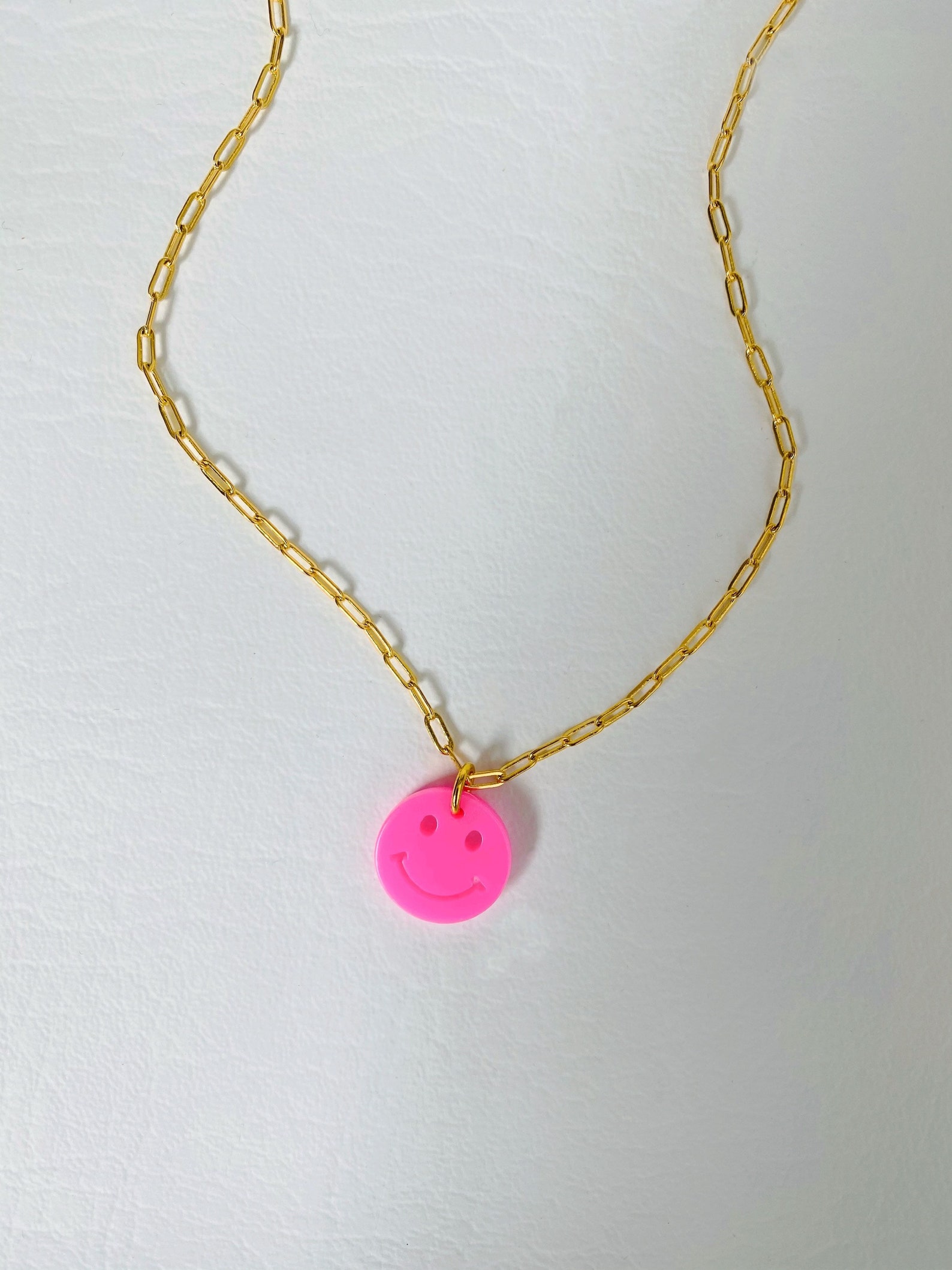 Neon Smiley Face Chain Necklace - Etsy