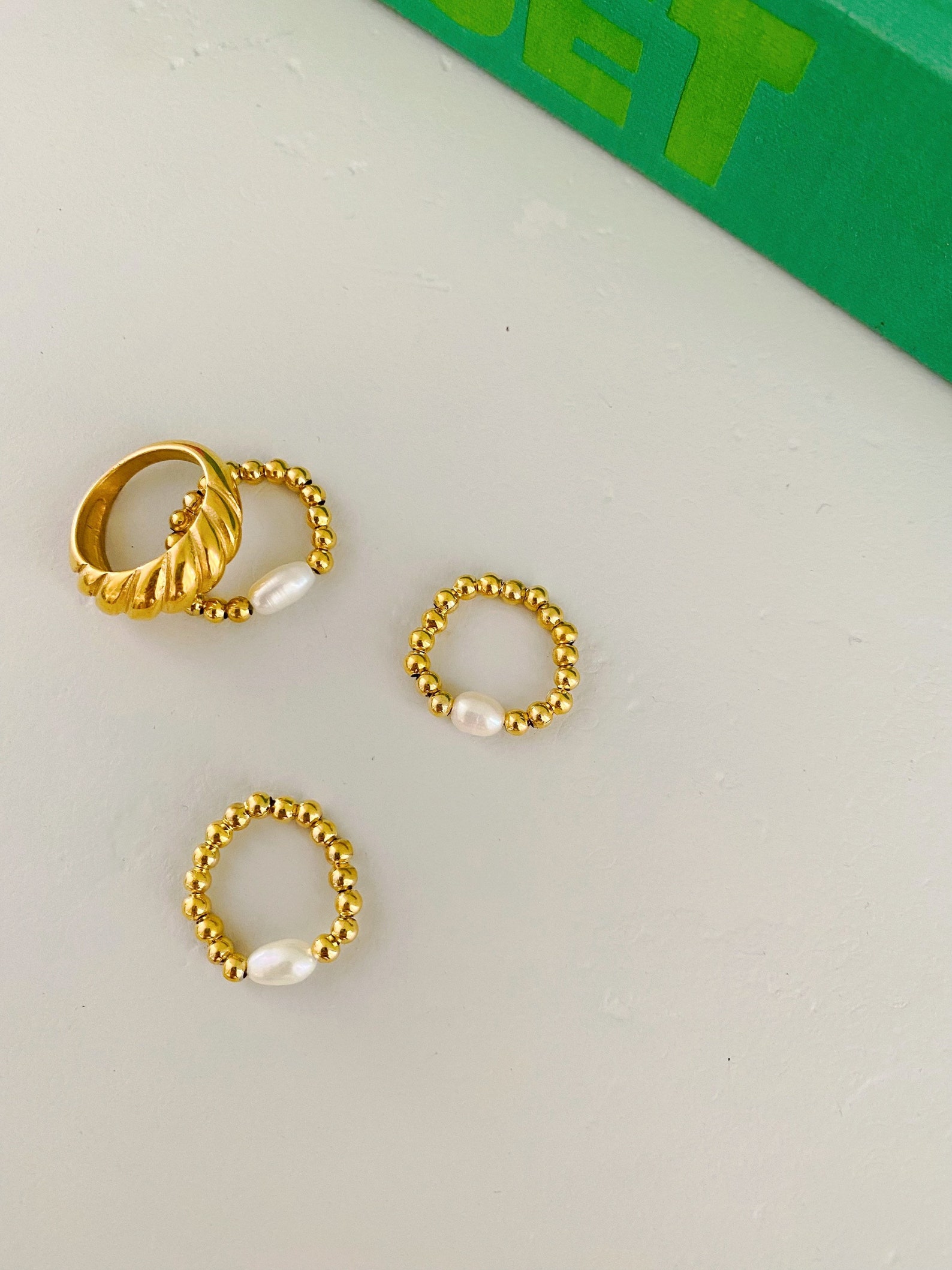 Gold Beaded Mini Pearl Ring - Etsy