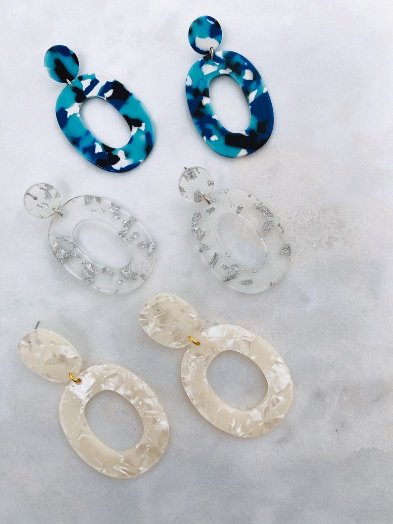 Tortoise Oval Acrylic Earring Collection Statement Earrings | Etsy
