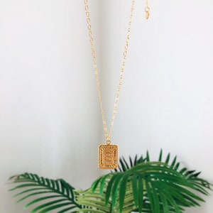 Gold Square Coin Letter Necklace - Etsy
