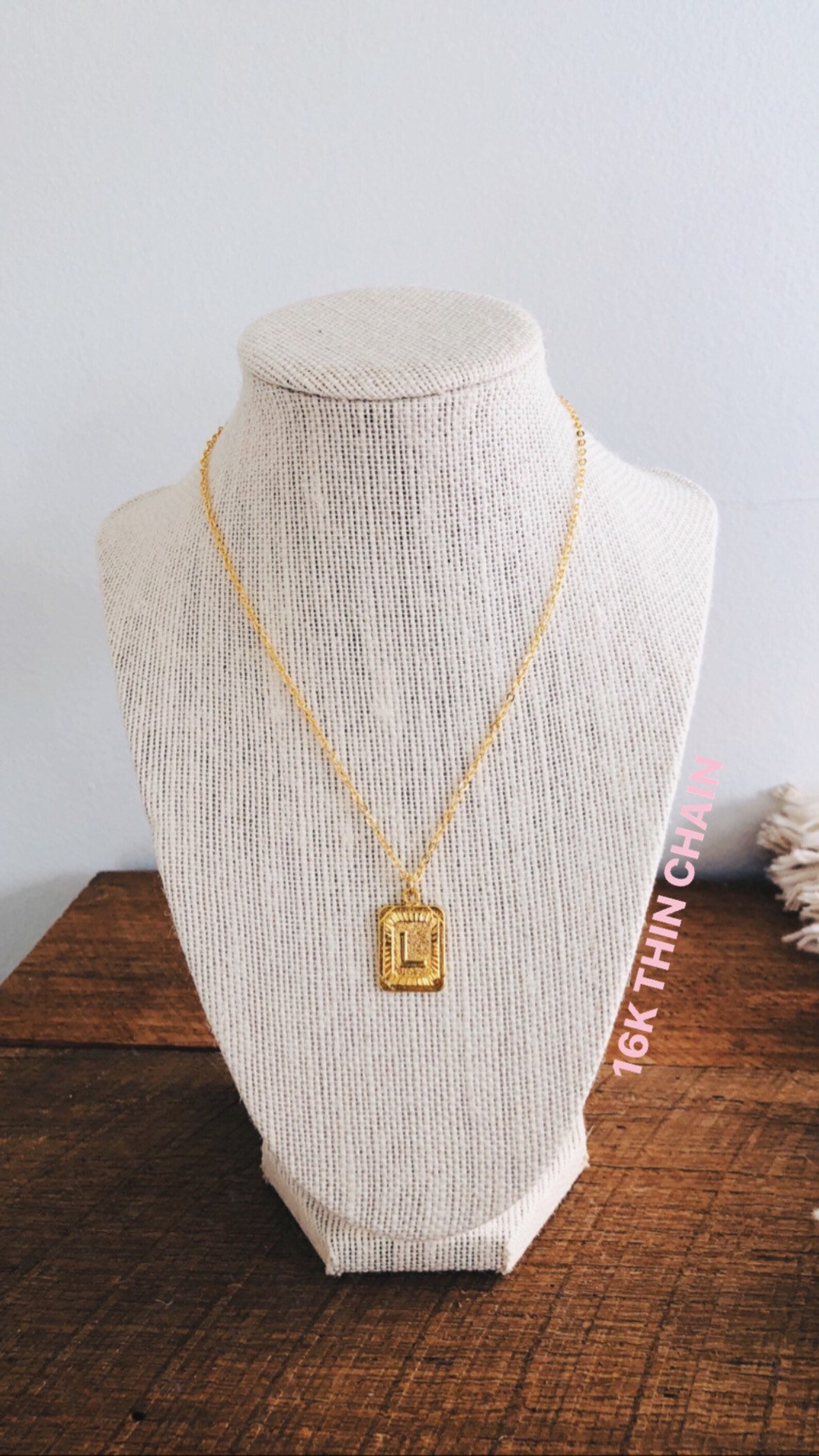 Gold Square Coin Letter Necklace - Etsy
