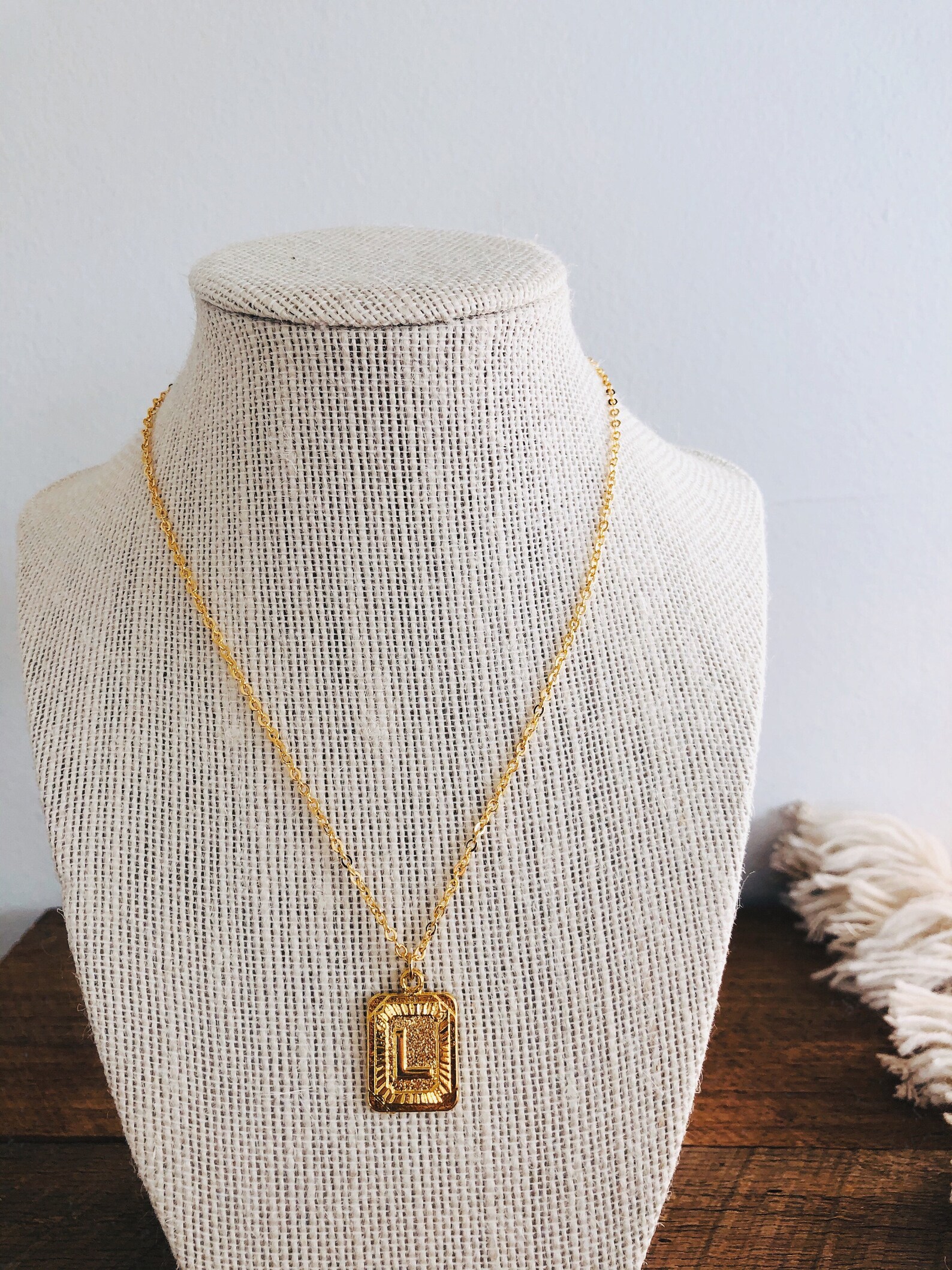 Gold Square Coin Letter Necklace - Etsy