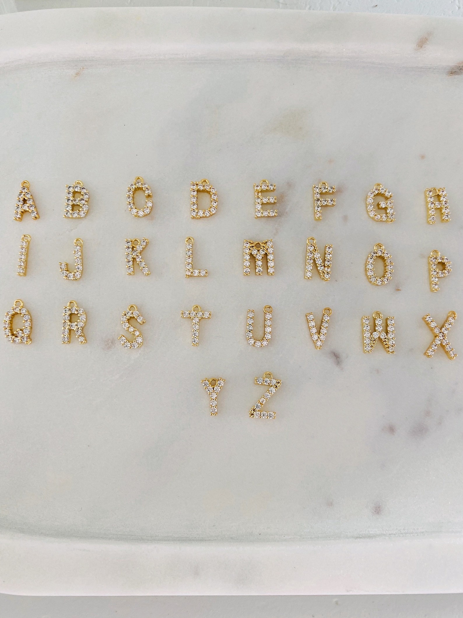 Gold Diamond Letter Necklace - Etsy