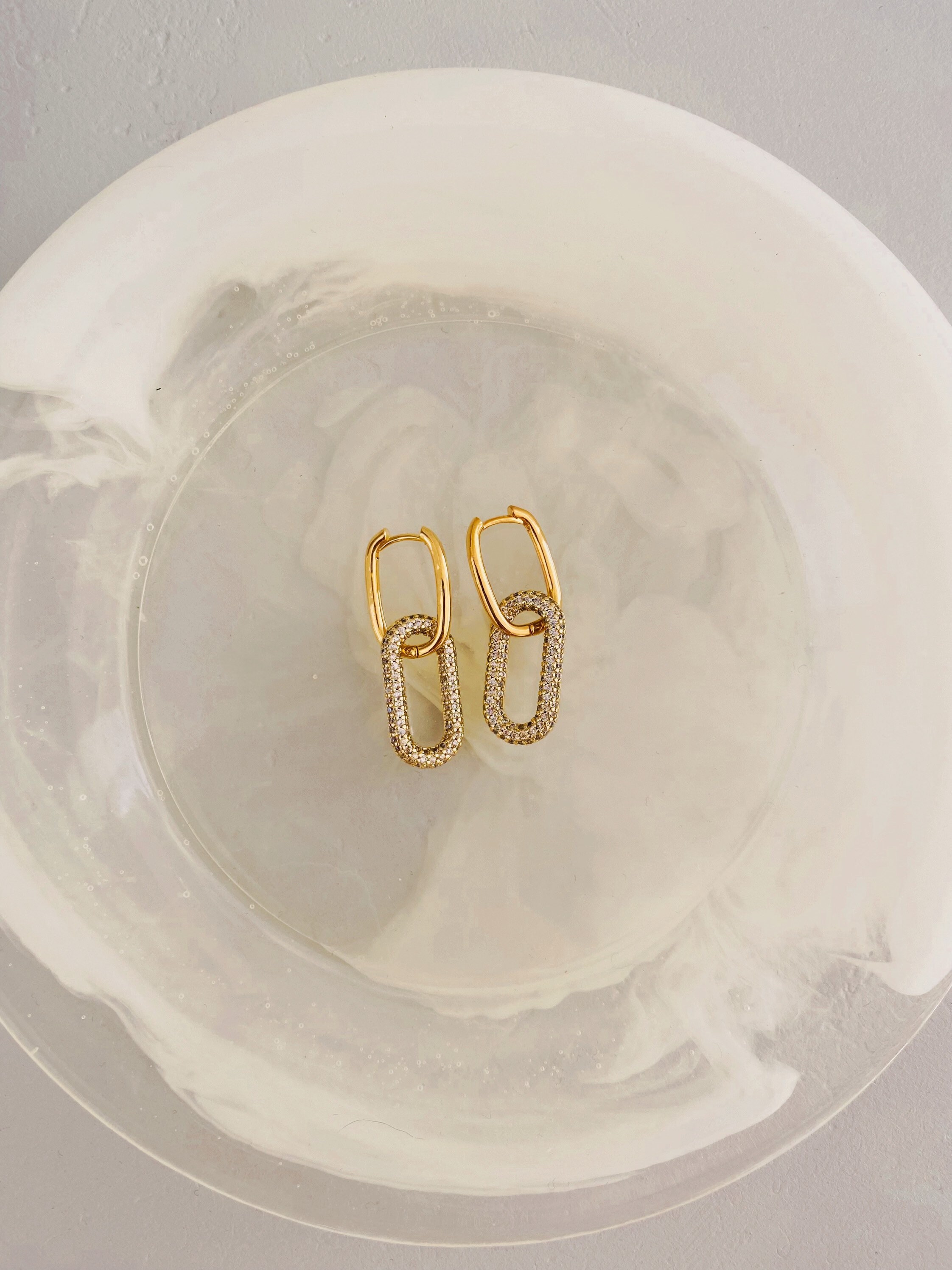 Detachable Diamond Oval Link Earrings in Gold or Silver - Etsy