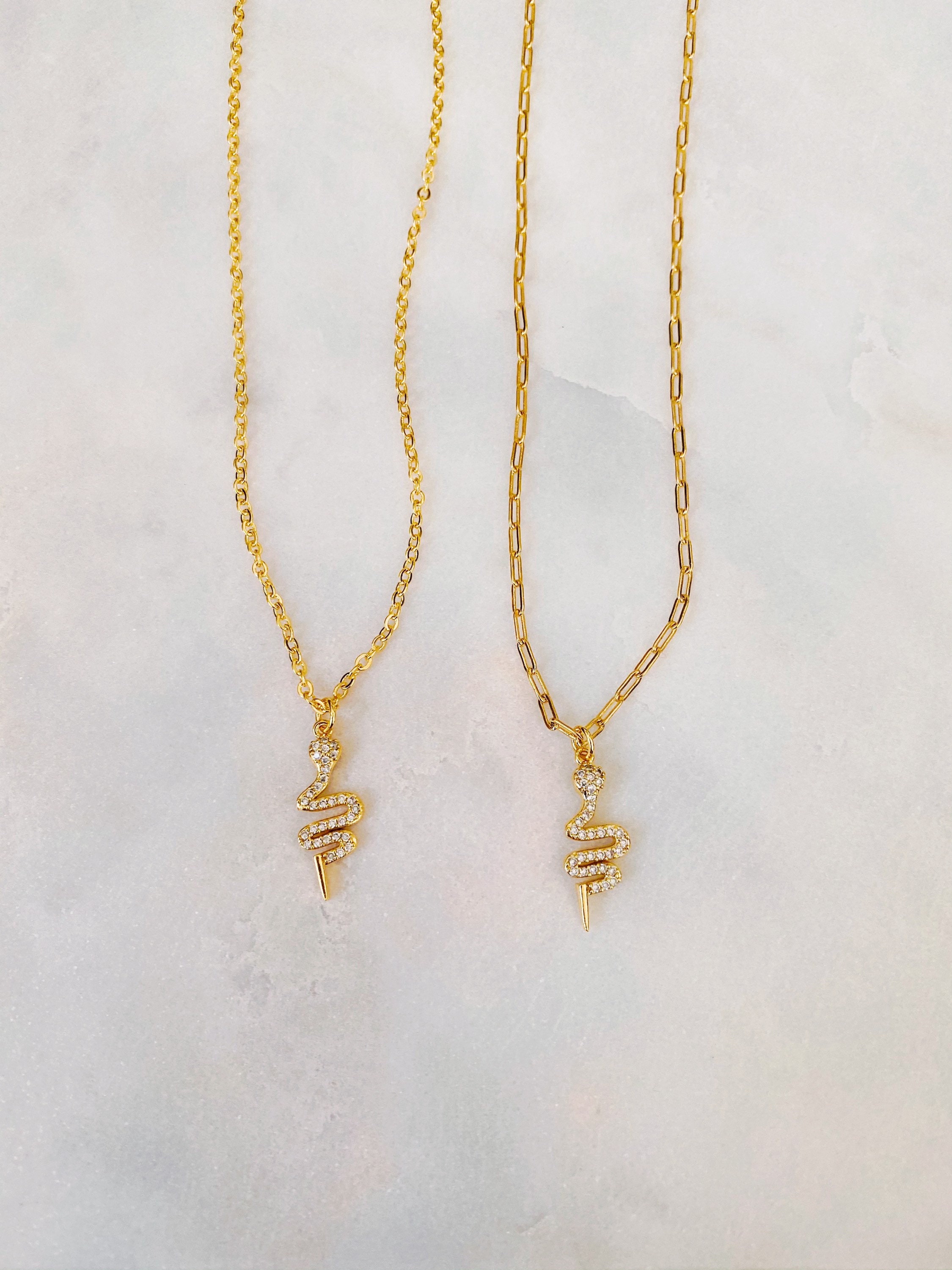 Glam Gold Diamond Snake Necklace | Etsy
