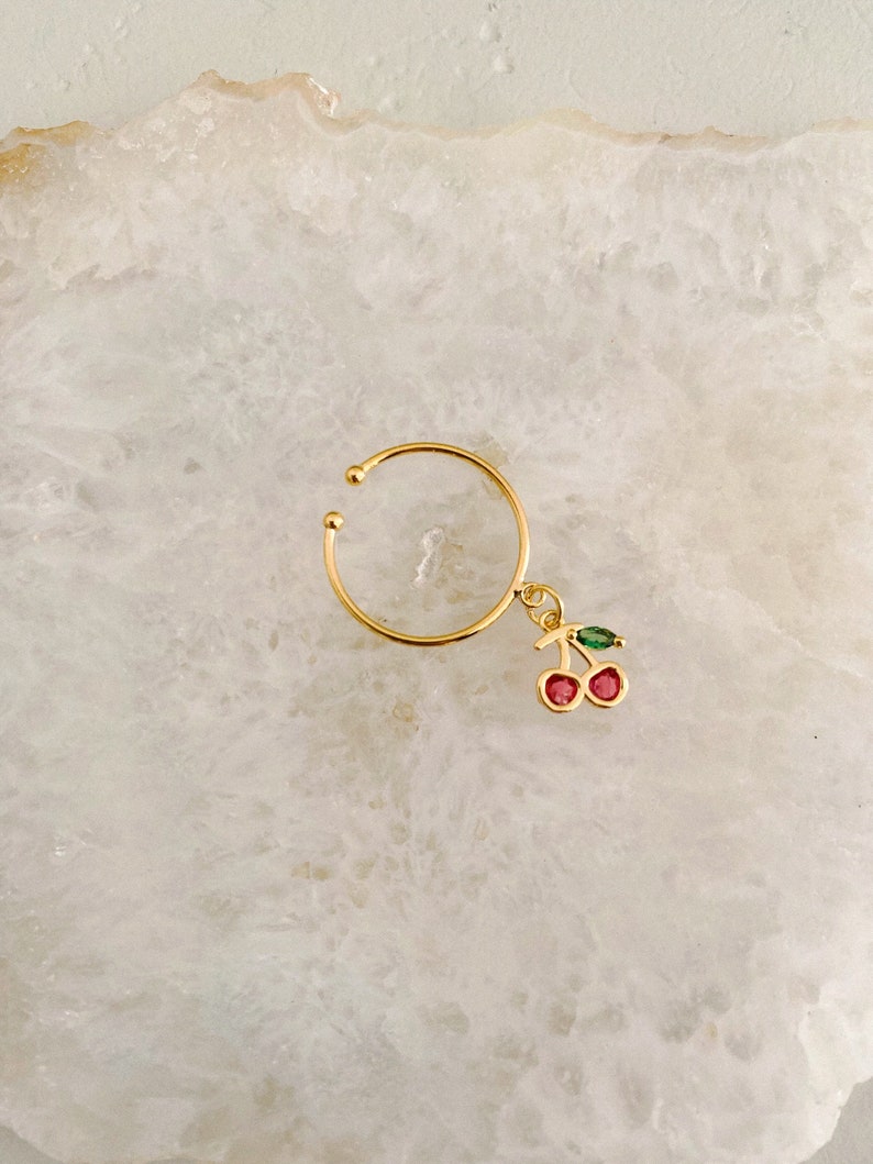 Gold Cherry Gemstone Adjustable Ring - Etsy