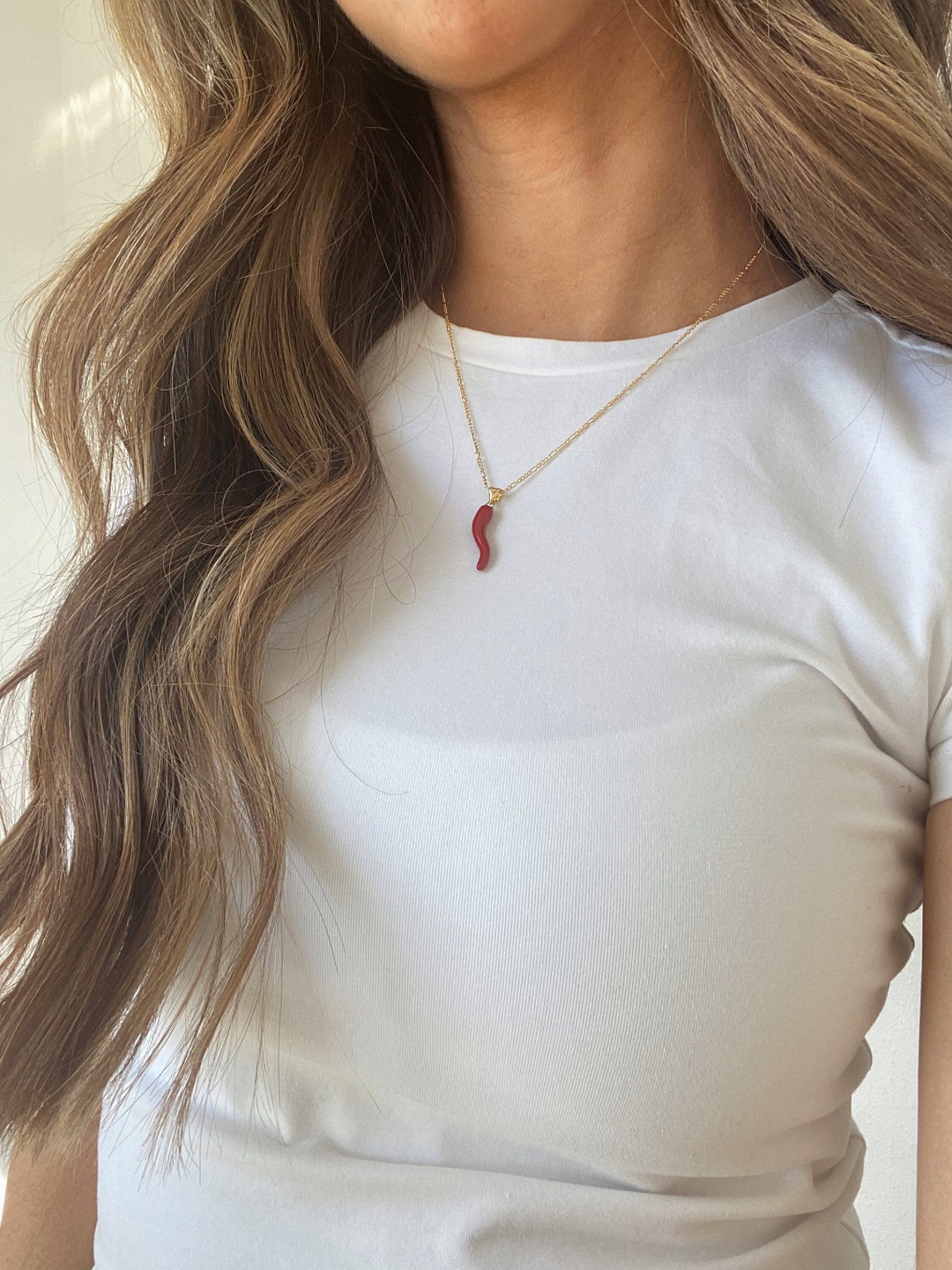 Chili Pepper Necklace: Red or White Pendant, Adjustable Length - Etsy