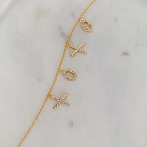 Gold Diamond Letter Necklace - Etsy