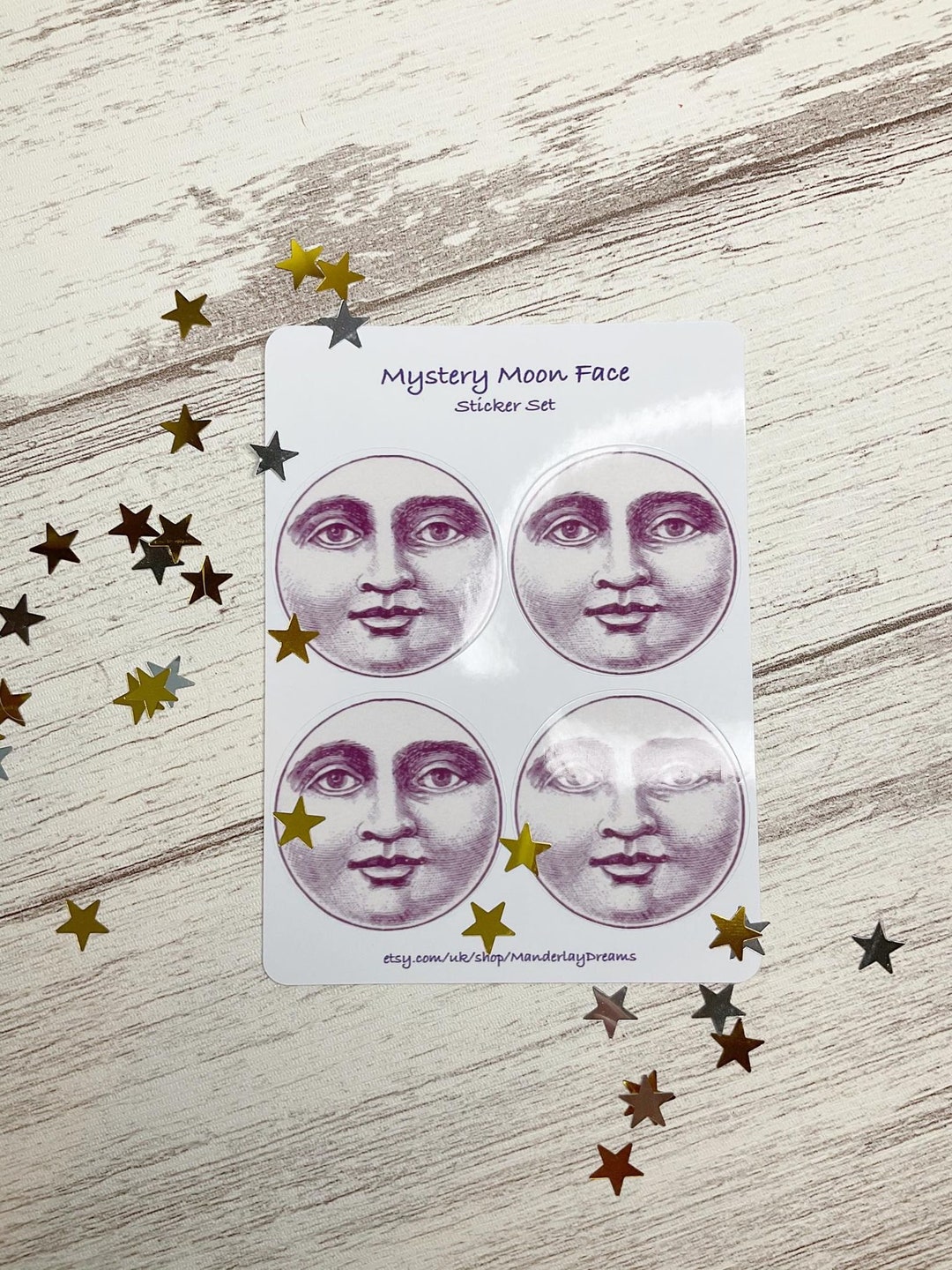 Moon Face Stickers, Celestial Vintage Planner Stickers, Junk Journal ...