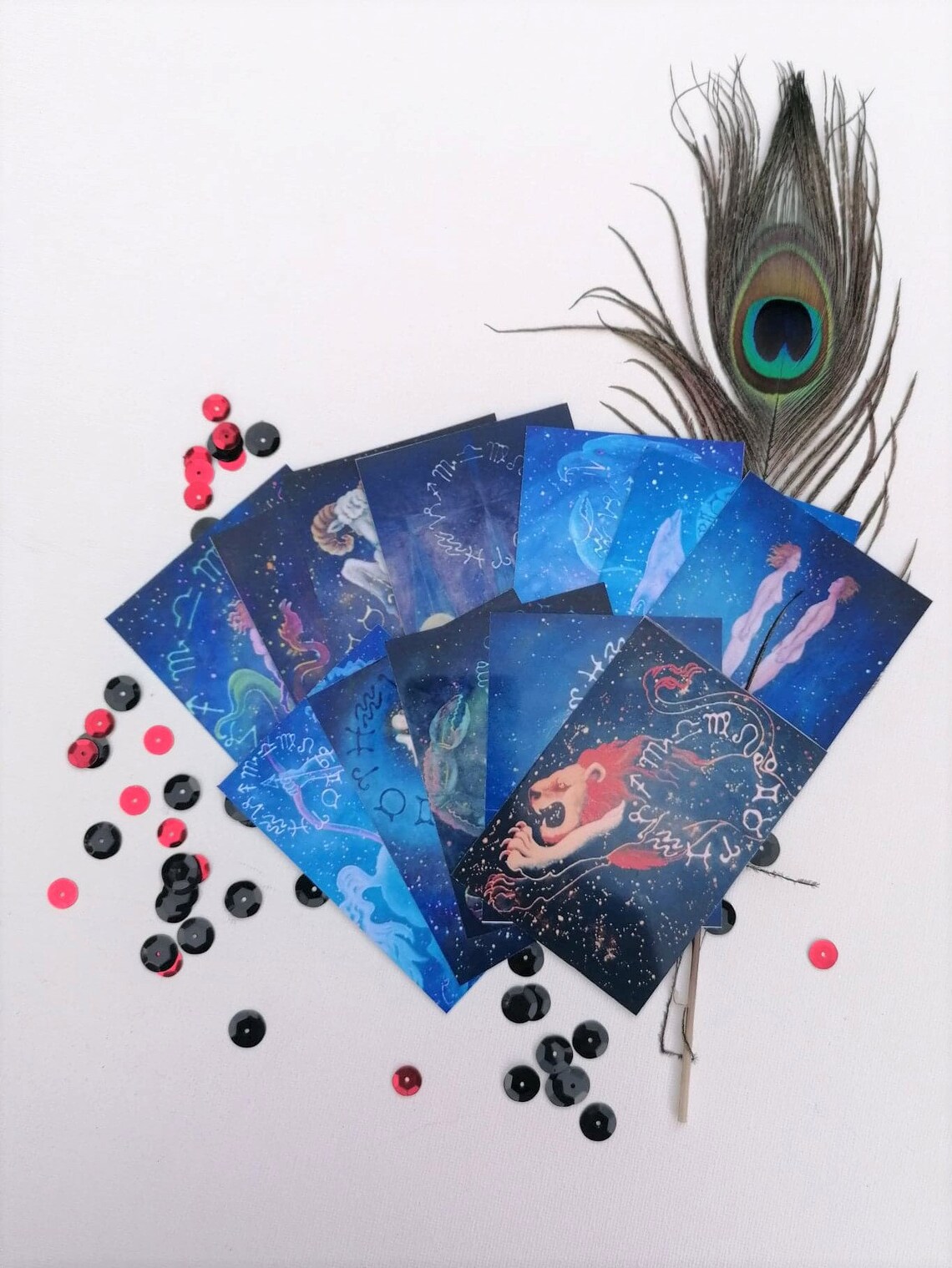 Zodiac Cards Set of 12 Signs of the Zodiac Cards | Etsy