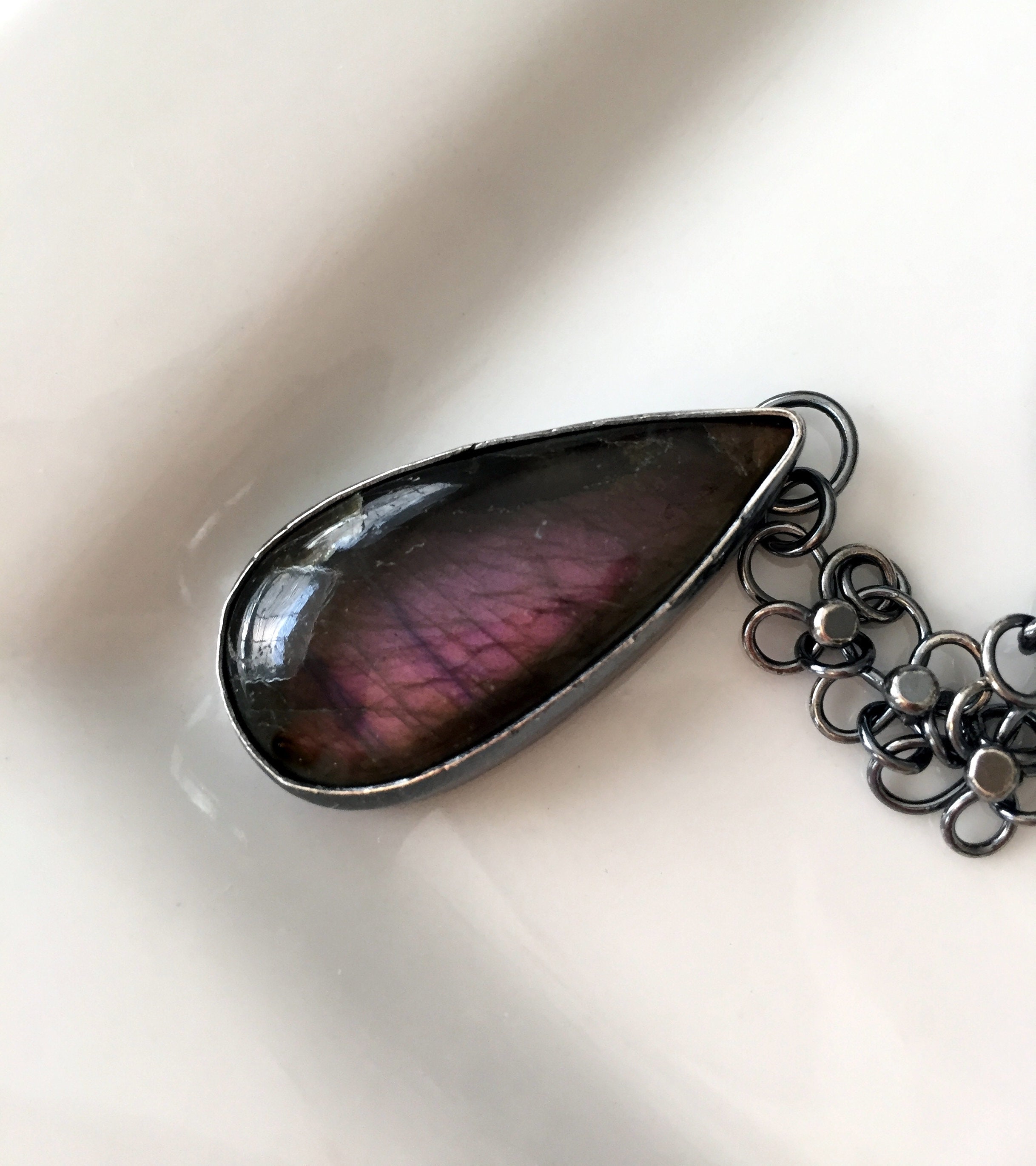 Purple Labradorite & Amethyst Stalactite Gemstone Y Necklace - Etsy
