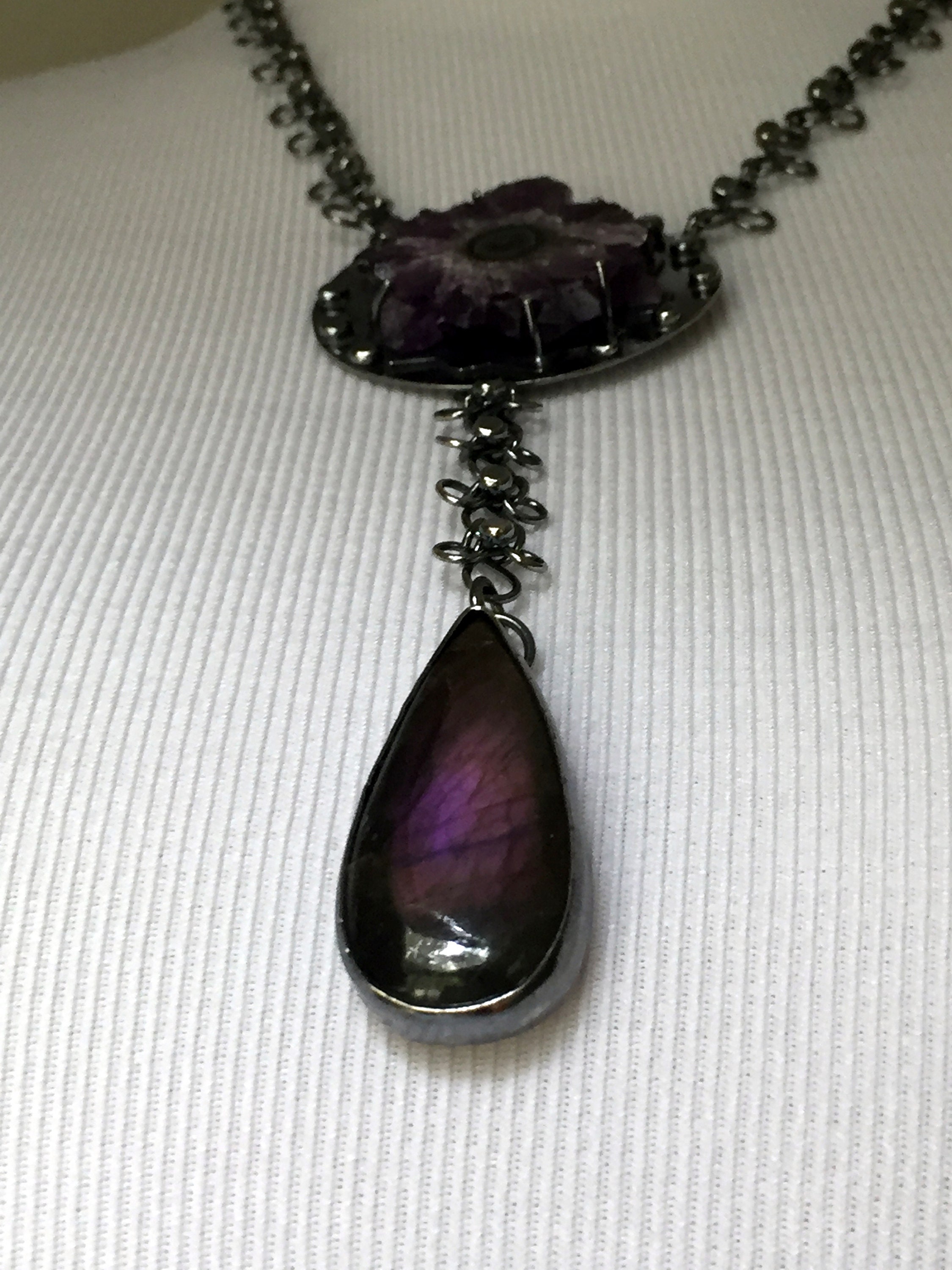 Purple Labradorite & Amethyst Stalactite Gemstone Y Necklace - Etsy