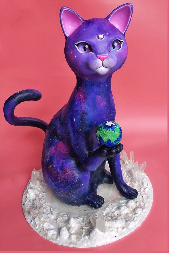Andromeda Galaxy Cosmic Cat Sculpture OOAK Handmade Art | Etsy