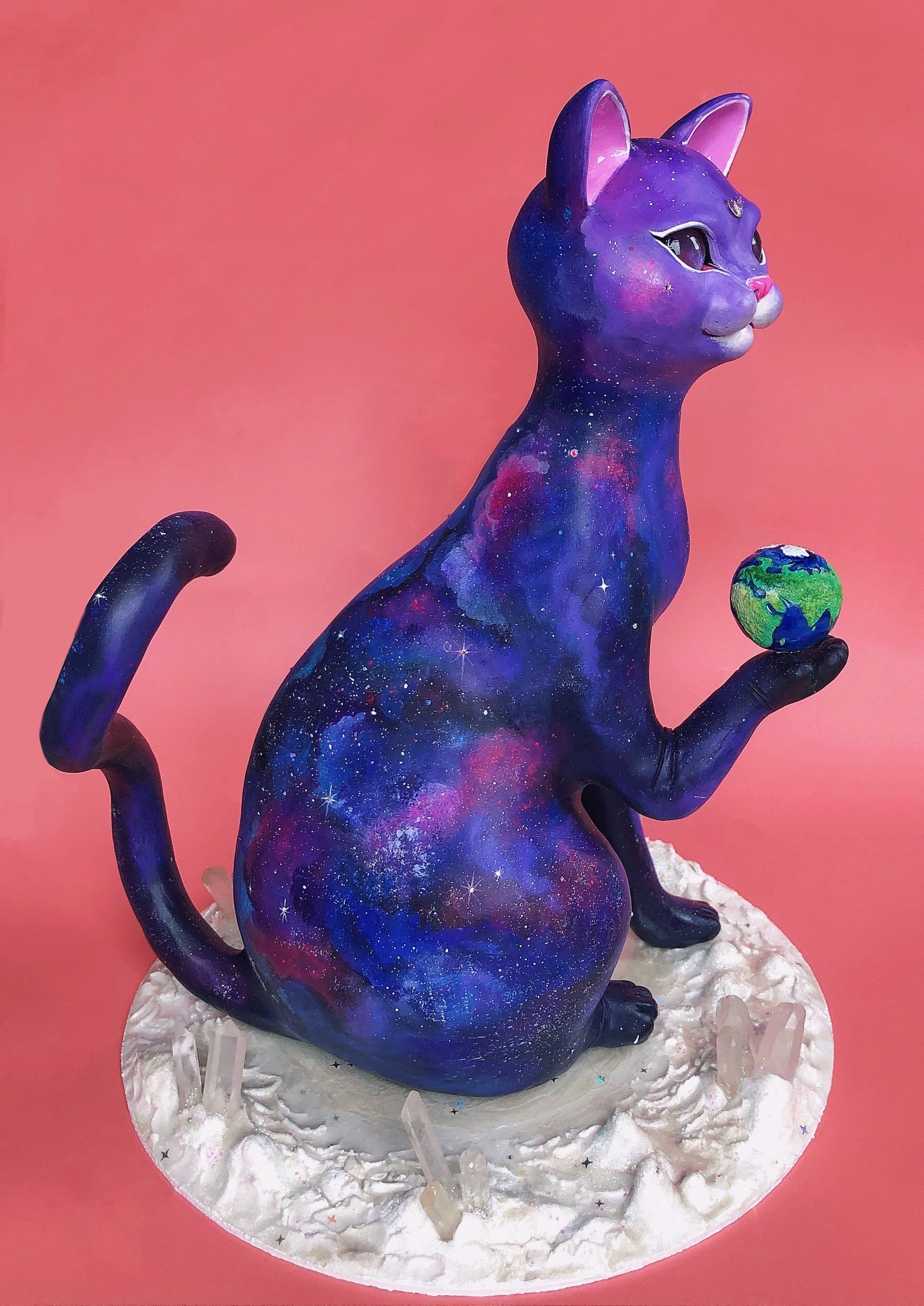 Andromeda Galaxy cosmic Cat sculpture OOAK handmade Art | Etsy