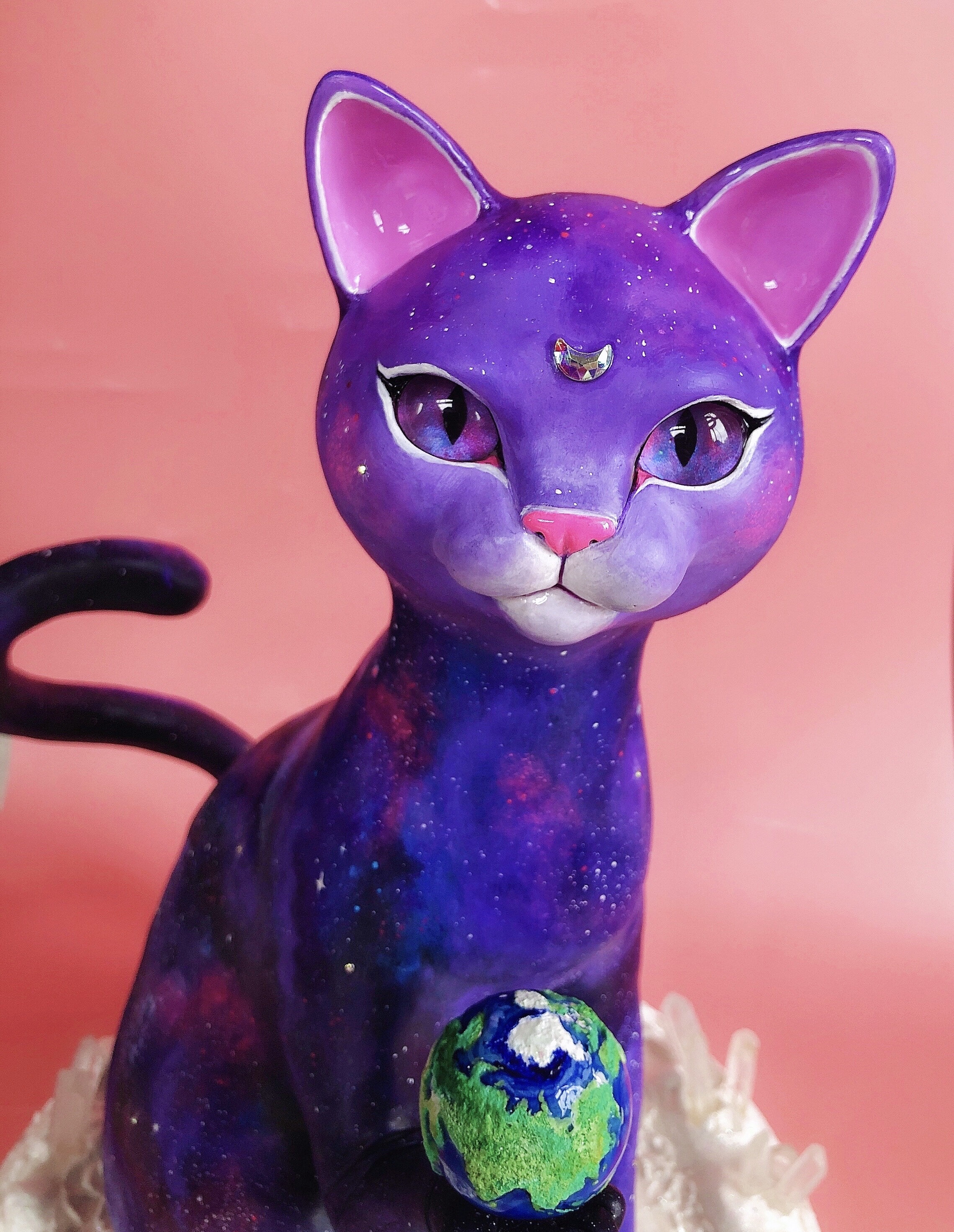 Andromeda Galaxy cosmic Cat sculpture OOAK handmade Art | Etsy