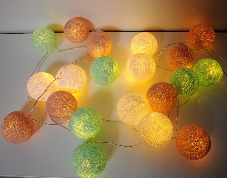 LED Cottonballs Fairy Lights "mint-rosé" - Etsy