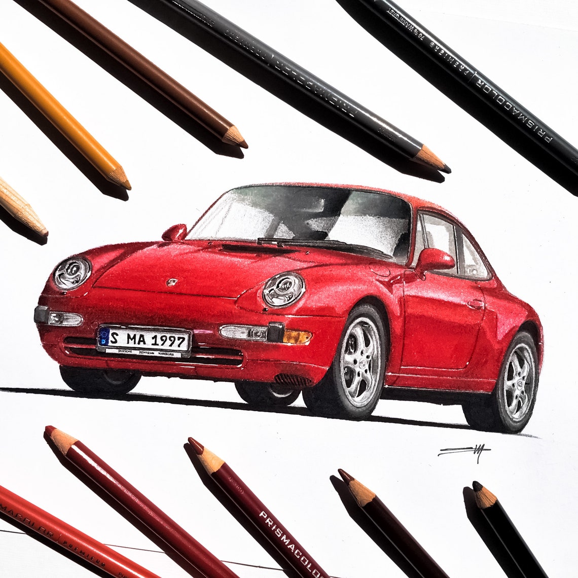 Car Drawing Commission Custom Sketch, Custom Car Artwork Drawing From ...