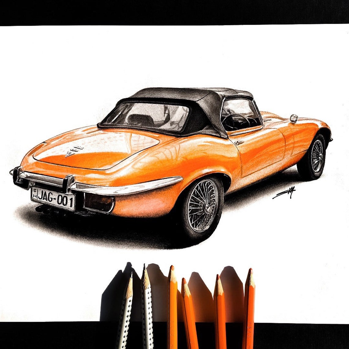 Car Drawing Commission Custom Sketch, Custom Car Artwork Drawing From ...