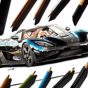 Car Drawing Commission Custom Sketch, Custom Car Artwork Drawing From ...