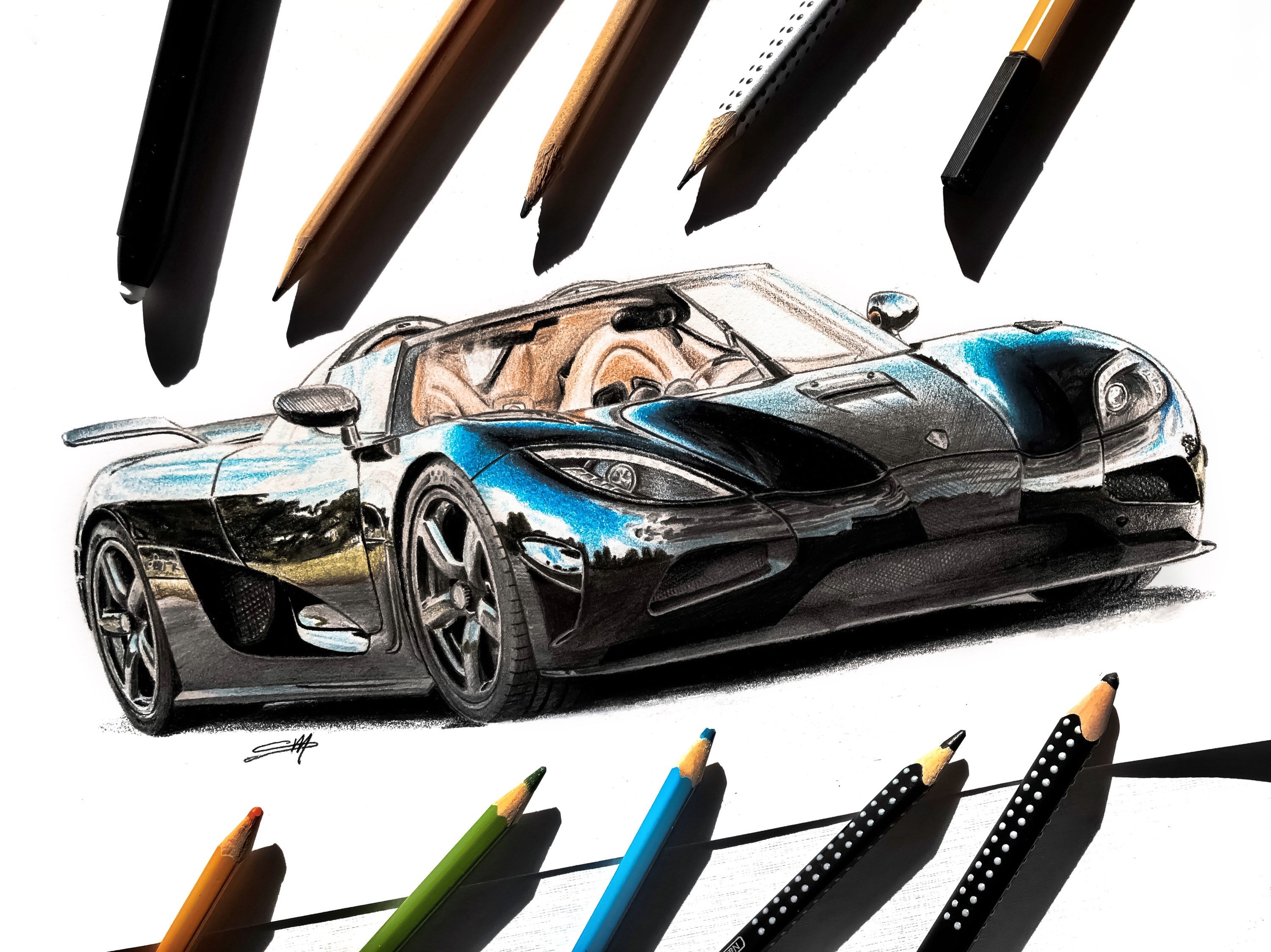 Car Drawing Commission Custom Sketch, Custom Car Artwork Drawing From ...