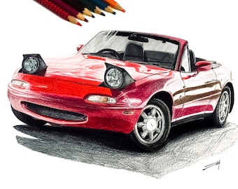 Car Drawing Commission Custom Sketch Custom Car Artwork - Etsy