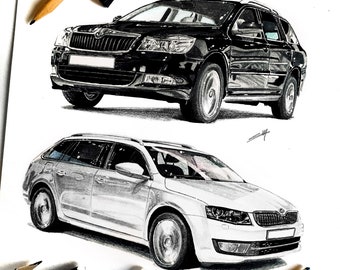 Car Drawing Commission Custom Sketch Custom Car Artwork - Etsy