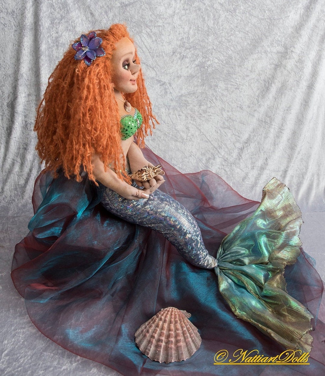 Mermaid Doll, Nixie Art Doll, Water Nymph Figure, Fabric Doll, Fantasy ...