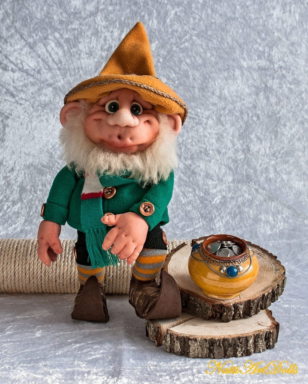 Interior Textile Art Doll Gnome, Fabric Doll Forest Spirit Custom Rag ...