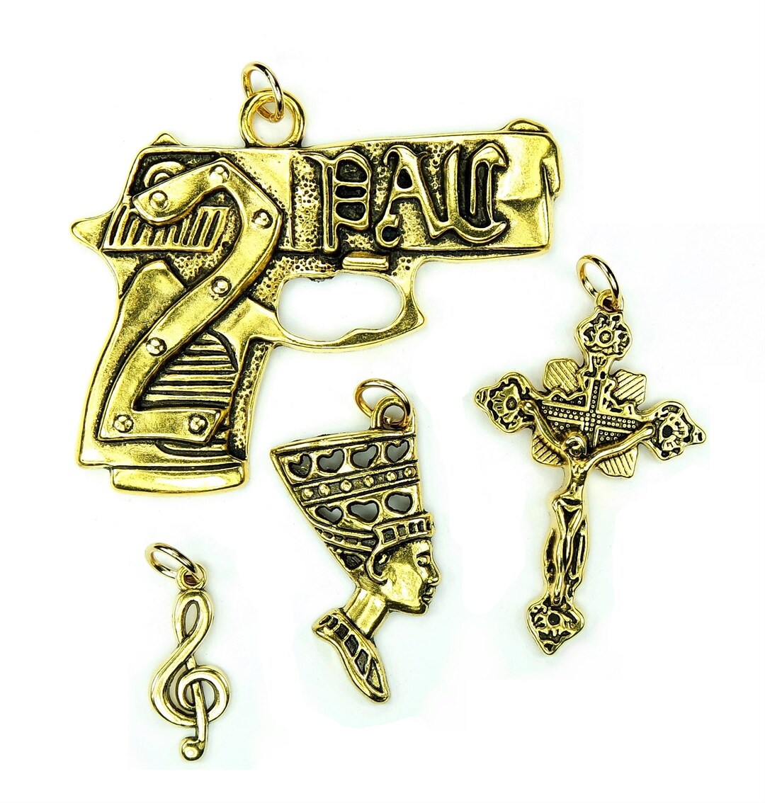 4pc Charm Set: Large 2pac Gun Pendant Crucifix Nefertiti - Etsy