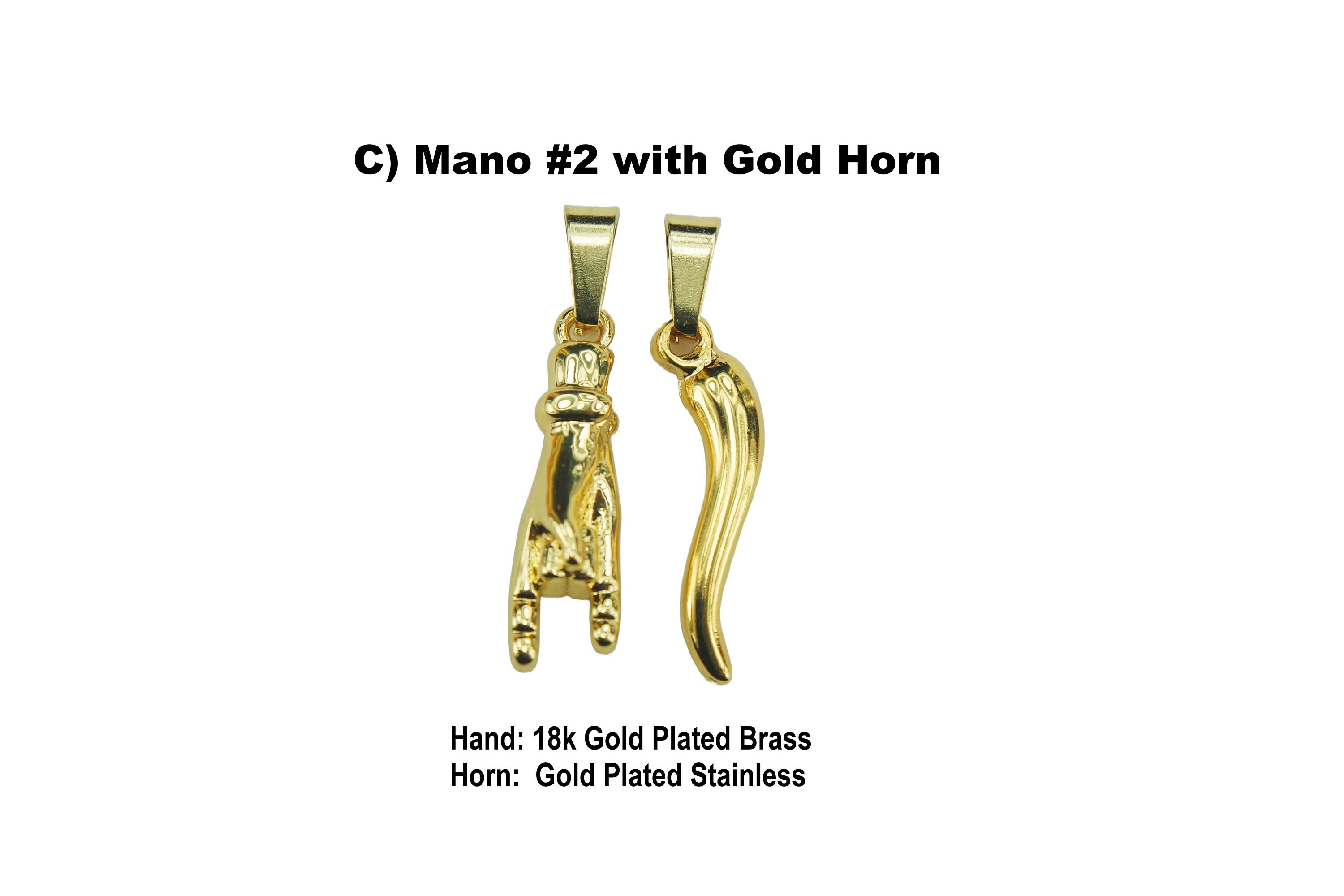 Italian Charms, Mano Cornuto and Cornicello Pendants, Gold Stainless ...