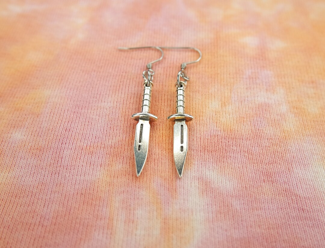 Dagger Earrings, Retro 80's Vintage Punk Weapon Earrings, Hypo Allergenic Stainless Earwires ...