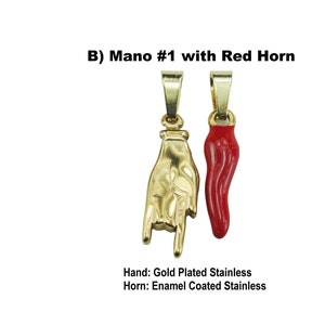 Italian Charms, Mano Cornuto and Cornicello Pendants, Gold Stainless ...
