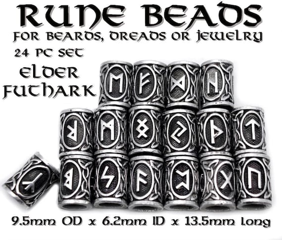 Full Set 24 Pcs Rune Beads Beard Dread Braid Viking Elder - Etsy