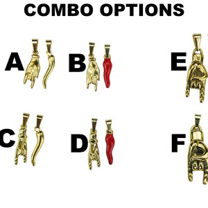 Italian Charms, Mano Cornuto and Cornicello Pendants, Gold Stainless ...