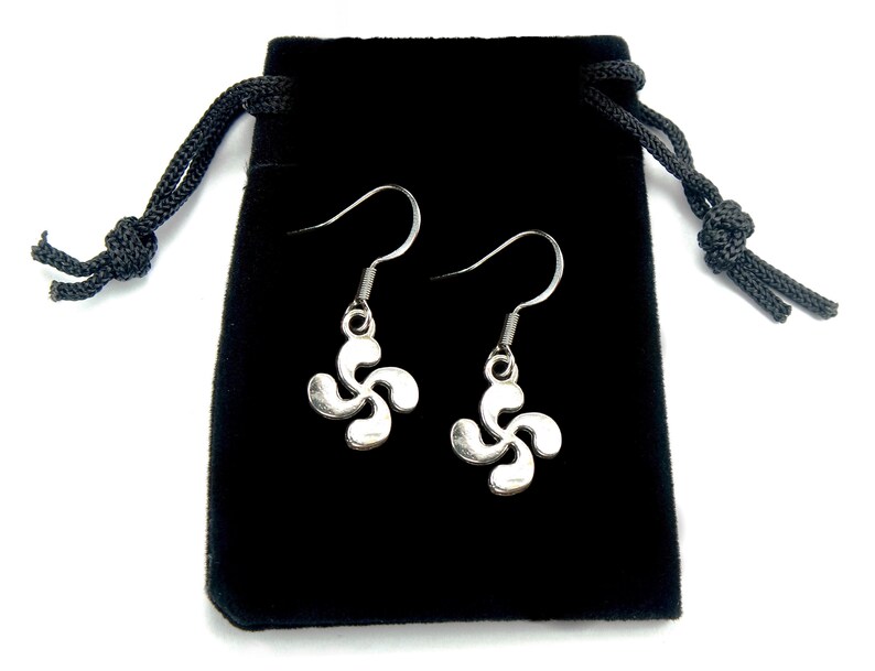 Lauburu Earrings Tiny Basque Cross Charm Drop Ear Rings - Etsy