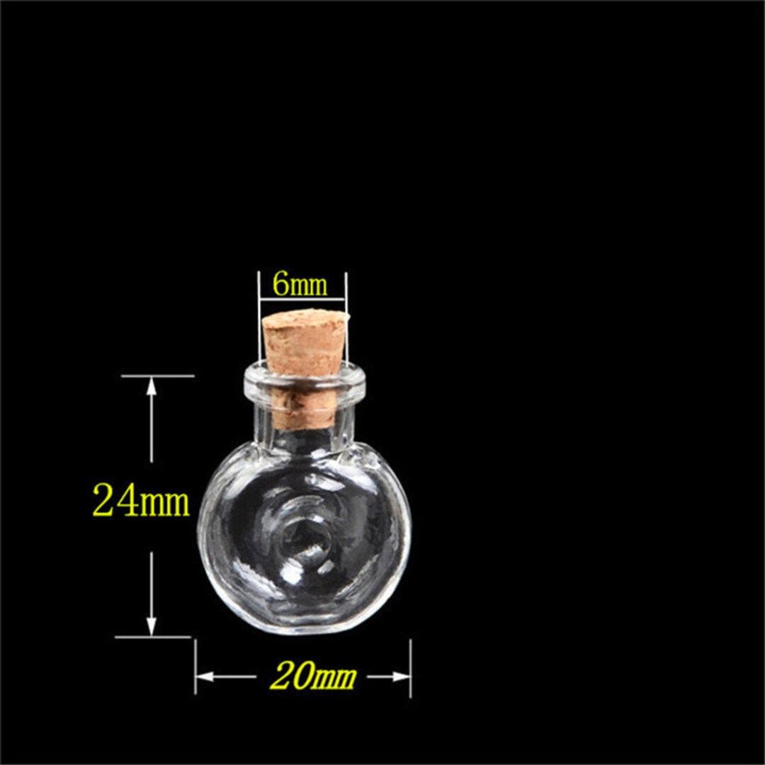 10 PCS XO Round Glass Mini Bottles Pendants Small Diy Bottles With Cork ...