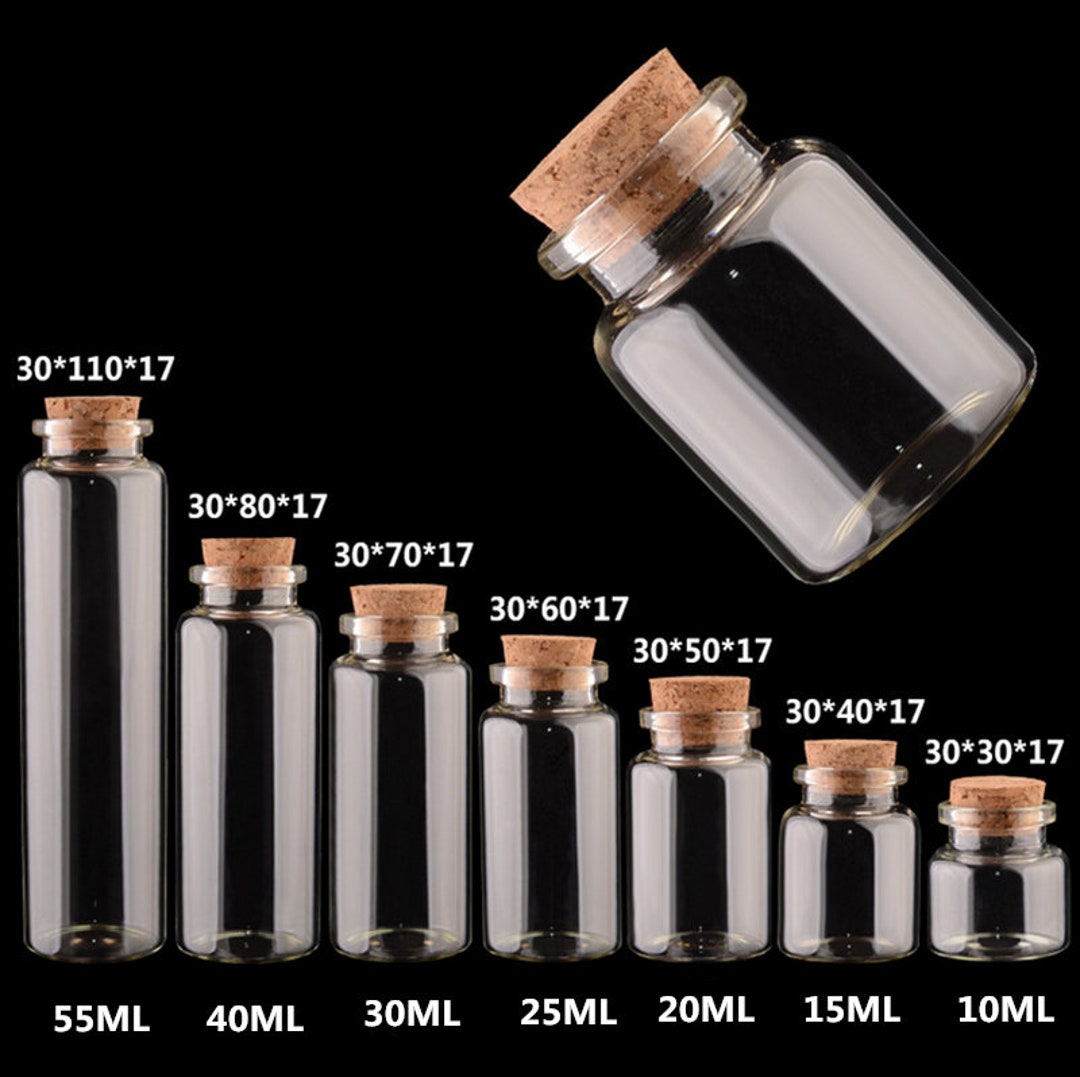 Glass Bottles 5 PCS Glass Vials With Cork Tiny Bottle Small Glass Mini ...