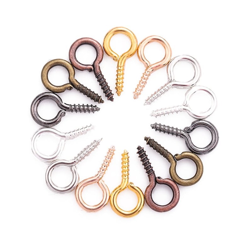 200pcs Small Tiny Mini Eye Pins Eyepins Hooks Eyelets Screw Threaded ...