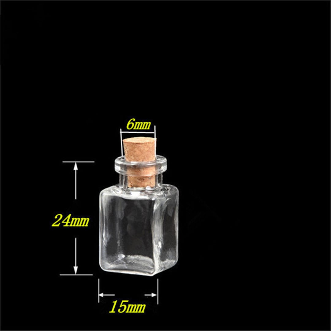 Glass Bottles 10 PCS Square Glass Mini Bottles Pendants Small Diy ...