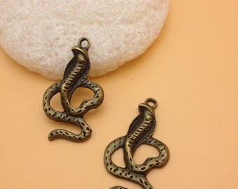10pcs Snake Charms Antique Tibetan Bronze Tone Large Snake - Etsy