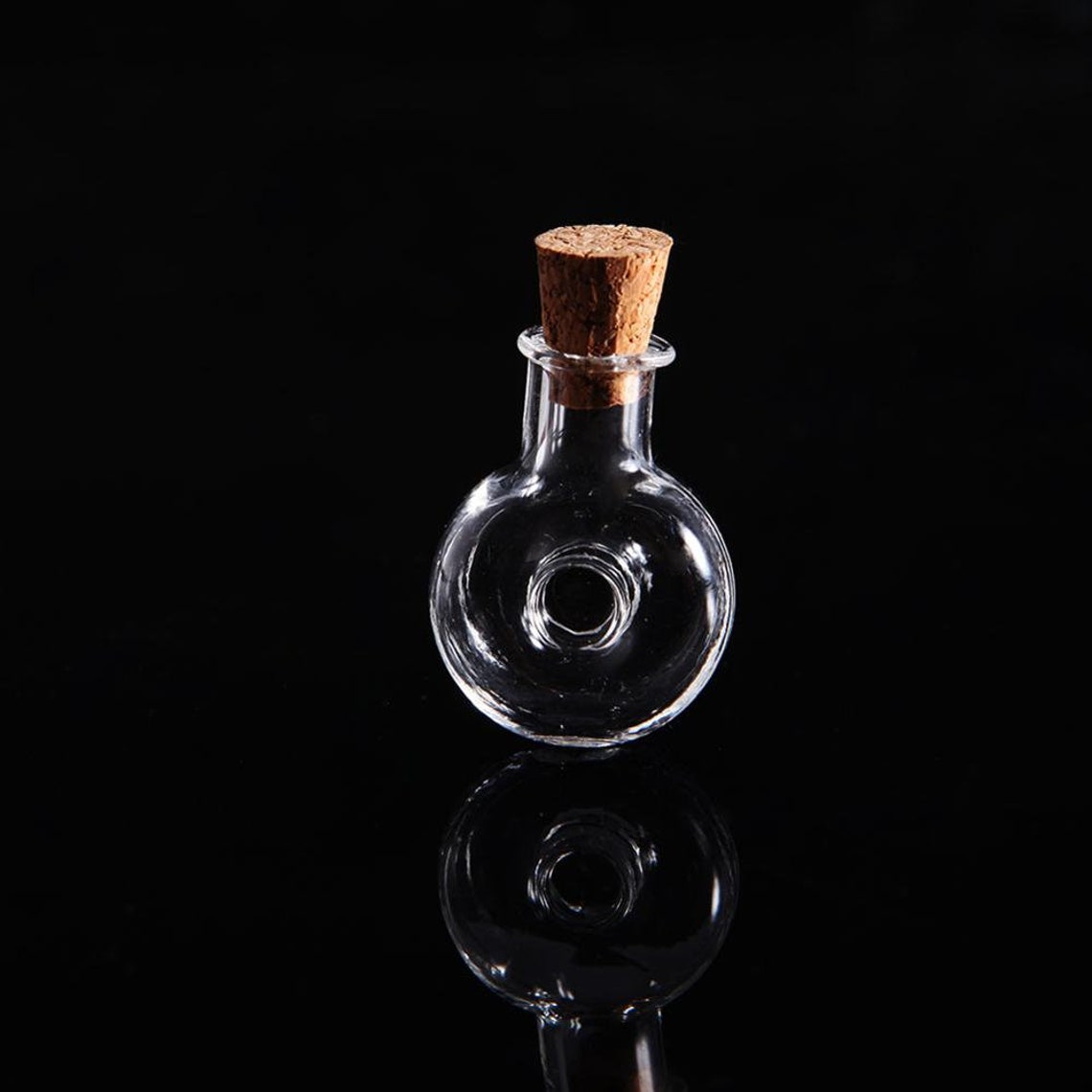 10 PCS XO Round Glass Mini Bottles Pendants Small Diy Bottles With Cork ...