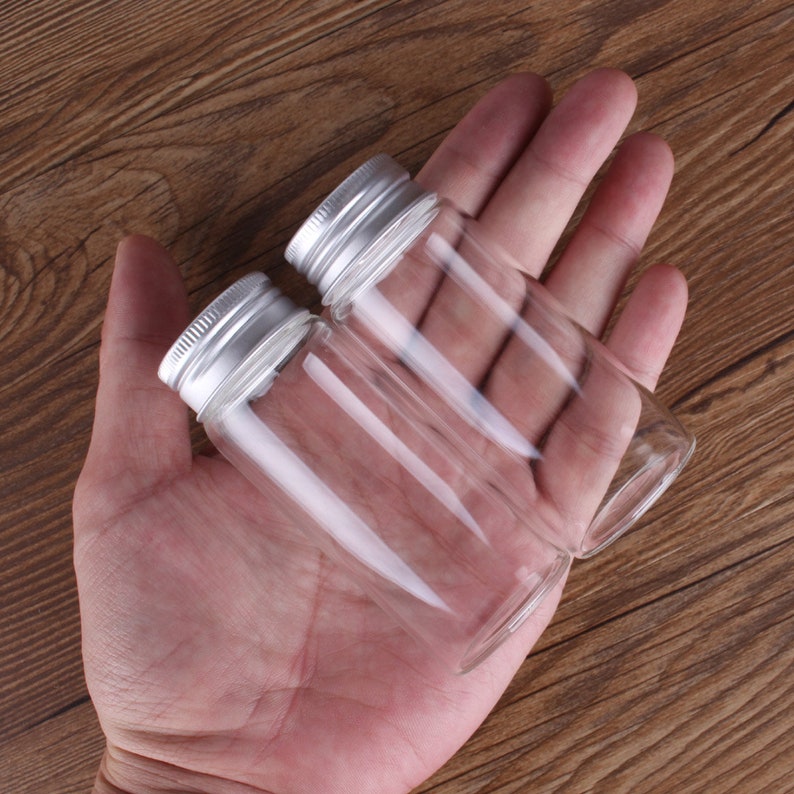 Mini Glass Bottles Jewelry Packing Cute Bottles Aluminum Cover Screw ...