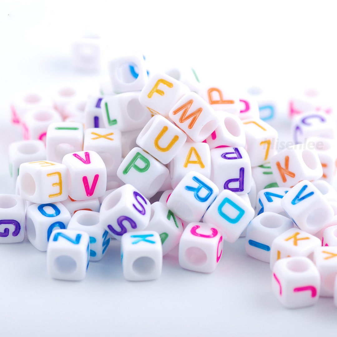 Beads 2000PCS 7mmx7mm Random Mixed Alphabet Beads Letter Acrylic Cube ...
