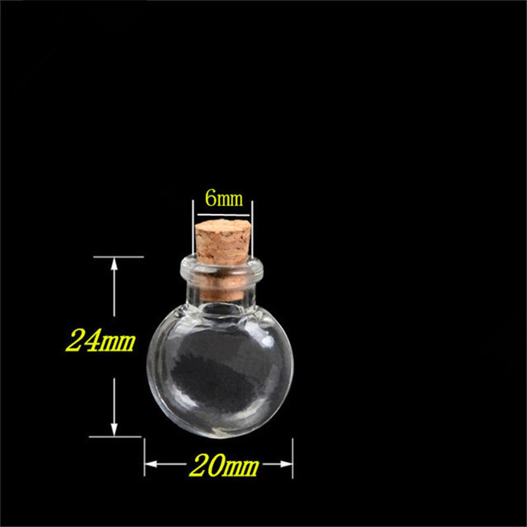 Round Glass Mini Bottles Pendants 10 PCS Small Diy Bottles With Cork ...